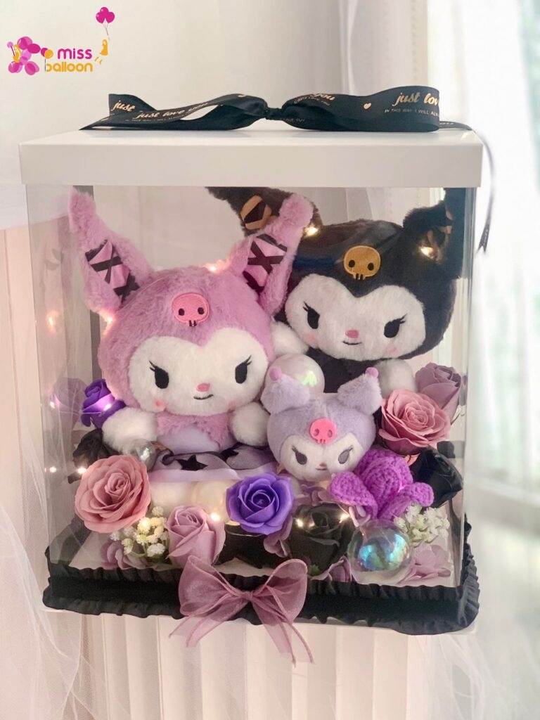 Kuromi Valentines Soap Flower Gift Box – Miss Balloon Decorations