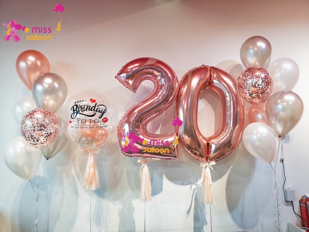 Jumbo Foil Bubble Balloon With 12 Helium Balloon - Miss Balloon Decorations